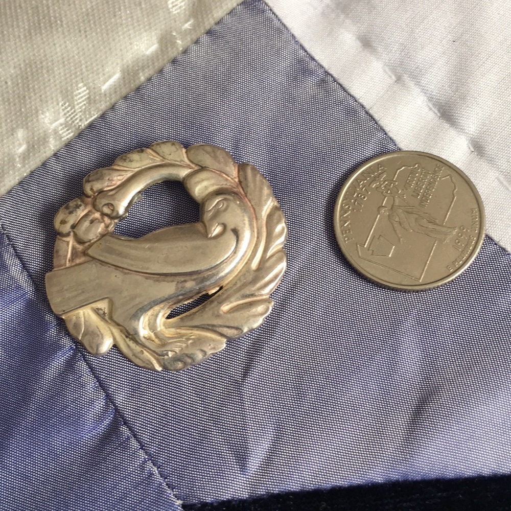 Vintage Sterling Silver Coro Dove Pin / Pendant - Gem